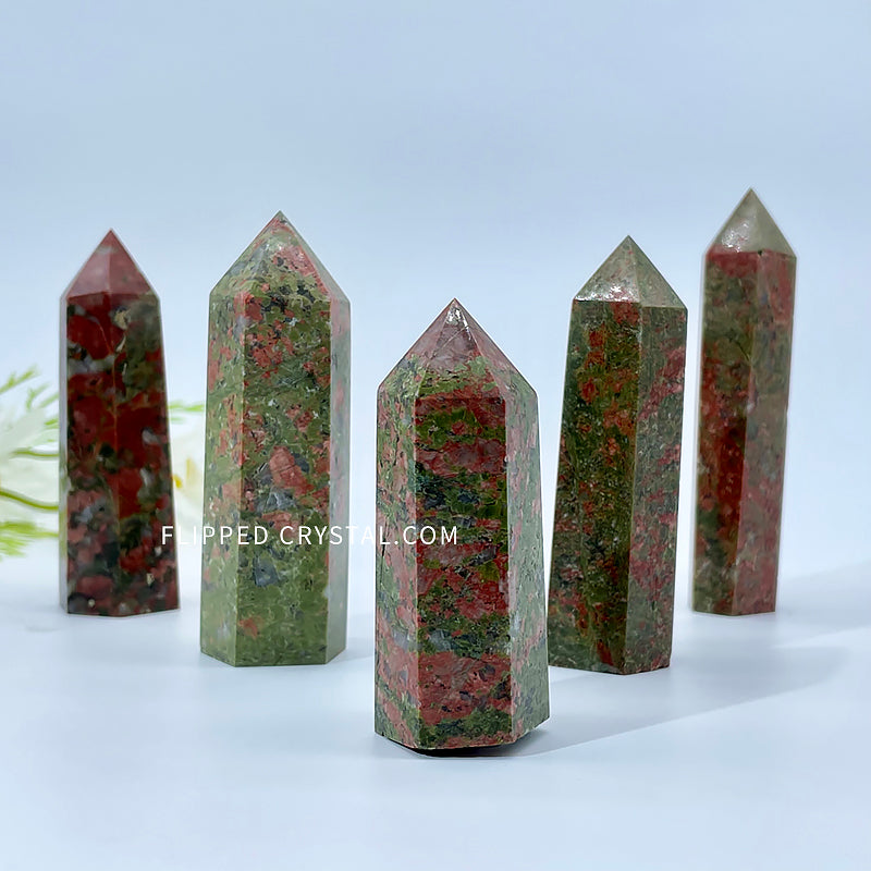 Unakite Tower Point – Flipped Crystal